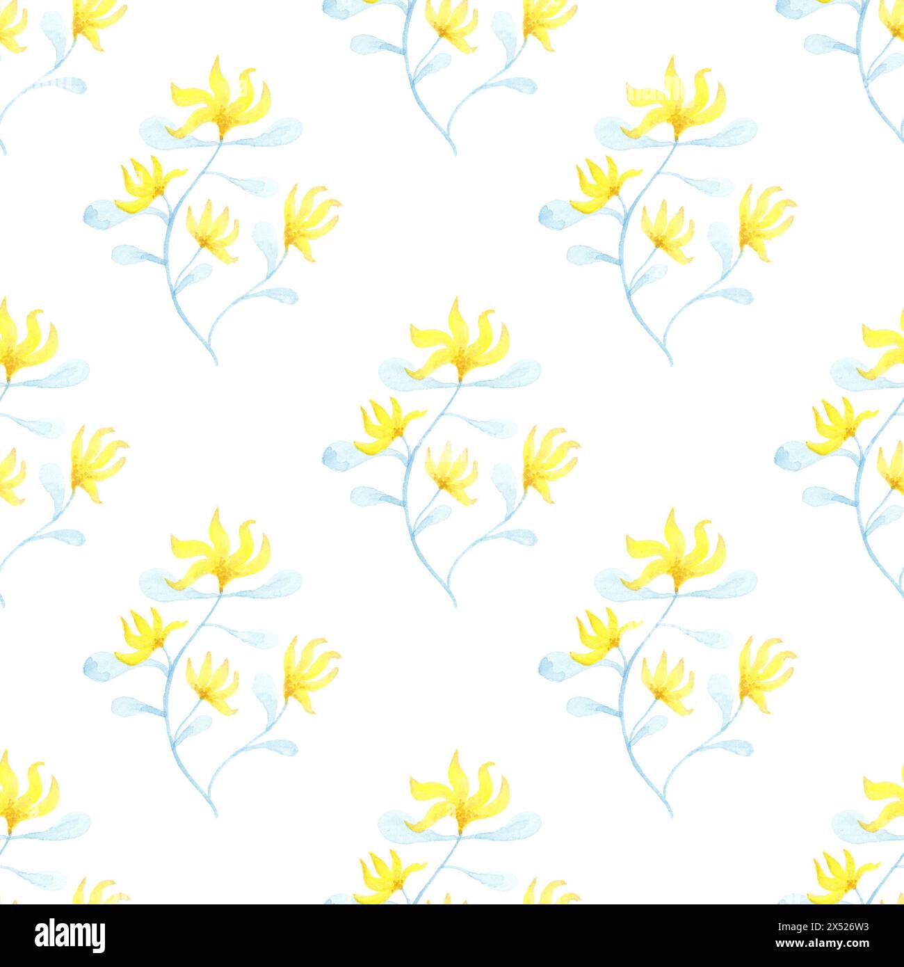 Botanical seamless pattern illustration with branches and yellow ...