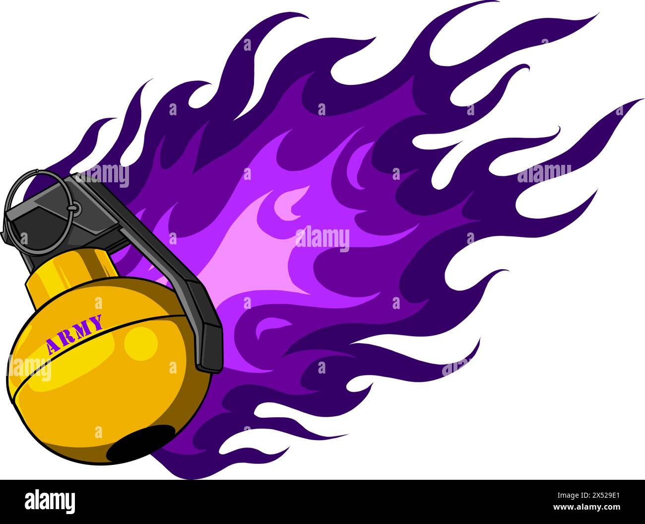 military hand grenade with fire vector illustration. Ammunition soldier ...