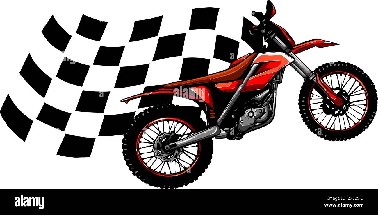 Illustration vector graphic Motocross with race flag Stock Vector Image ...
