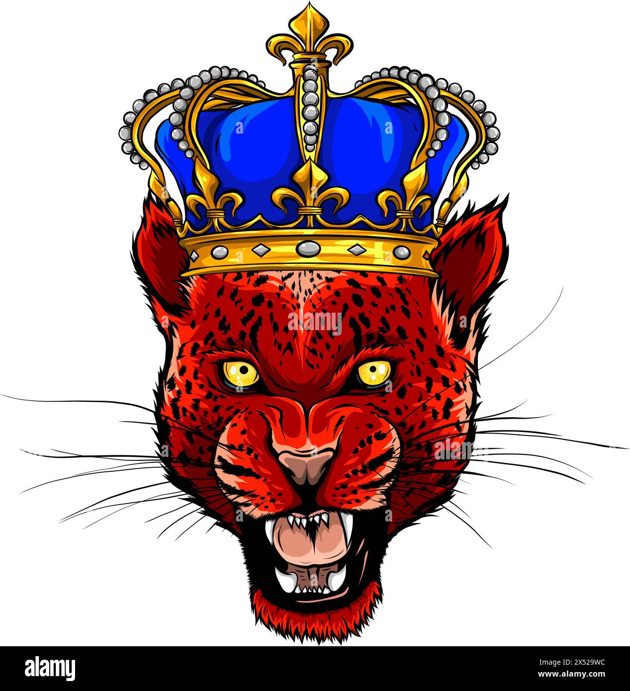 vector Leopard Portrait. Angry wild big cat head Stock Vector Image ...