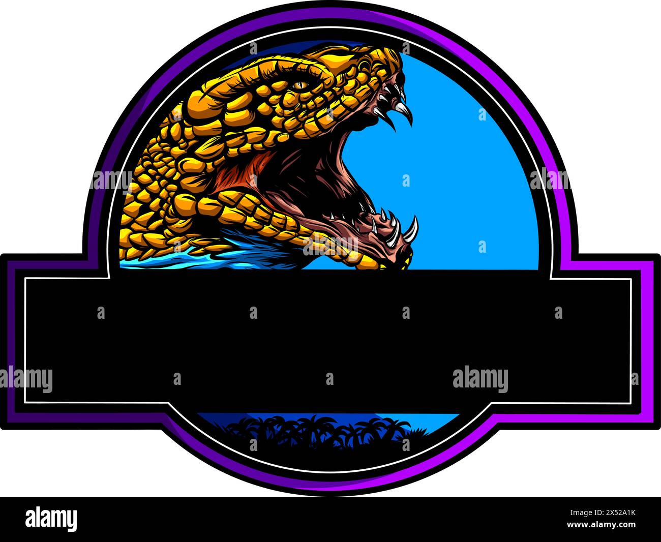 vector illustration shows a poisonous snake head. digital hand draw ...