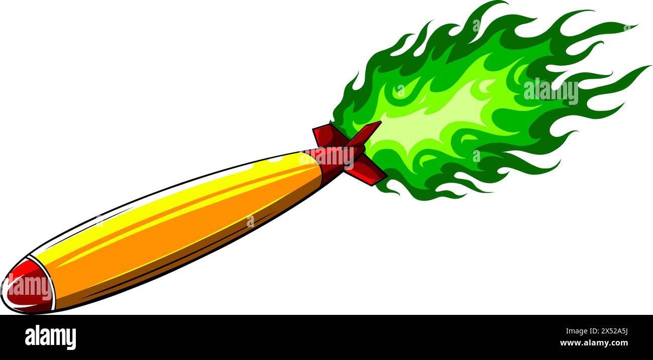 Rocket missile flying style vector illustration. Isolated image on ...