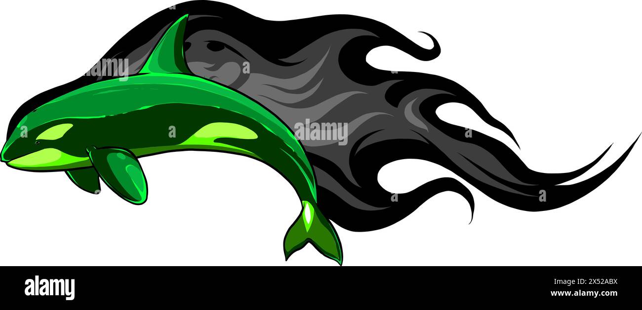 Vector Cartoon Orcinus Orca. Killer Whale Illustration design Stock ...