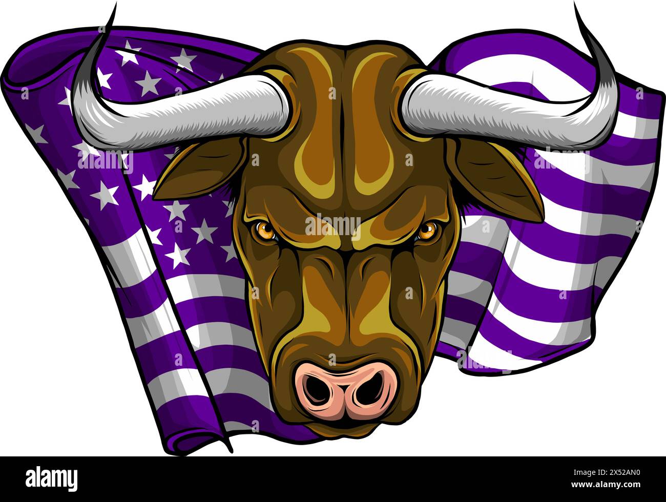 vector illustration of Bull Head on white background. digital head draw ...