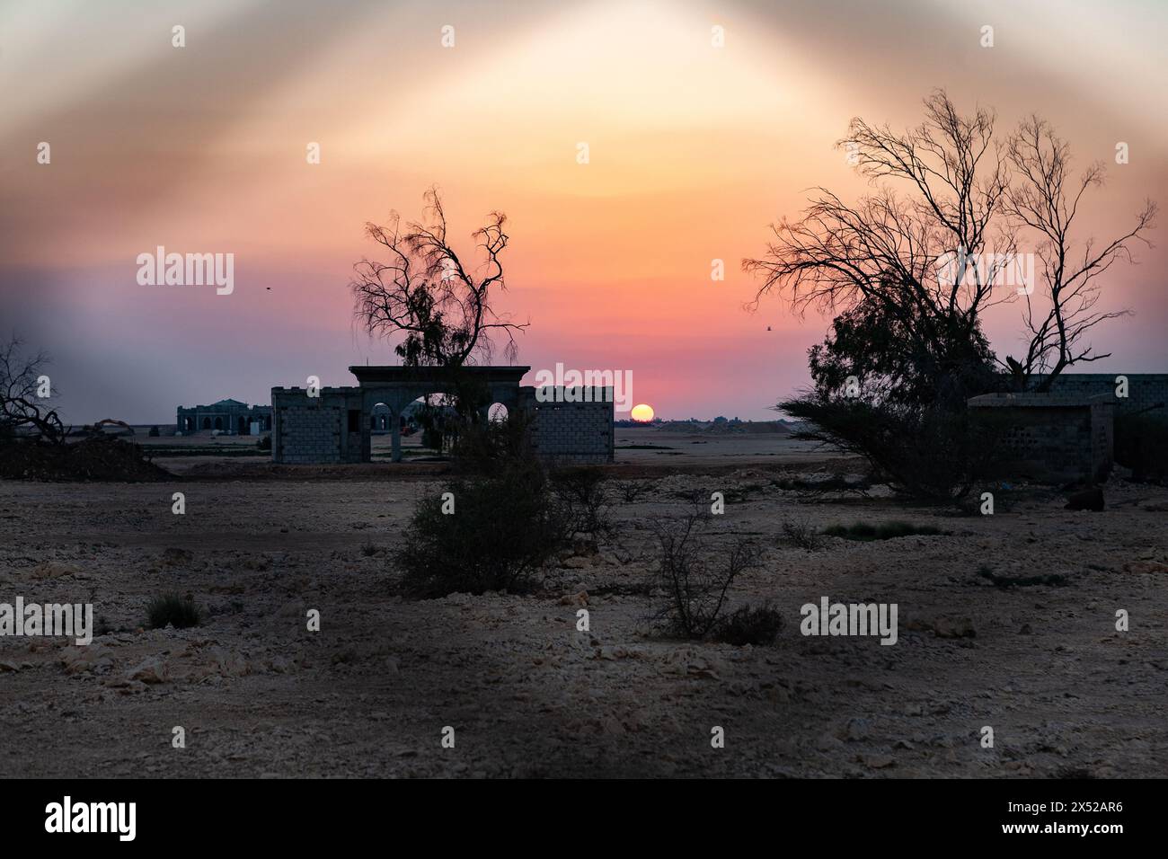 beautiful landscape image of sunset over a village in Doha, Qatar Stock ...
