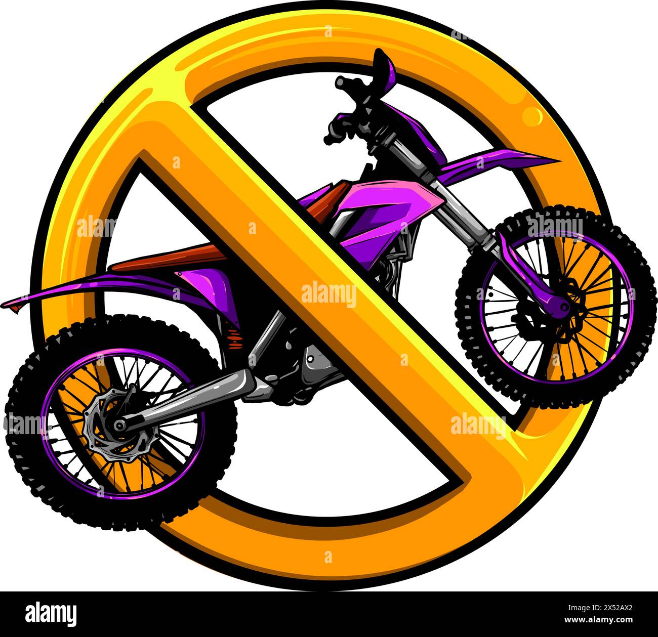 Cross motorcycle or motorbike on white background. digital hand draw ...