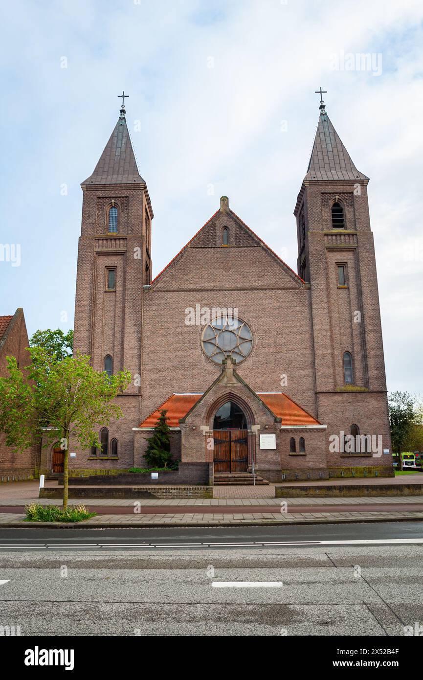 Facade of catholic church ¨Adelbertuskerk¨ in the city of Haarlem, The ...