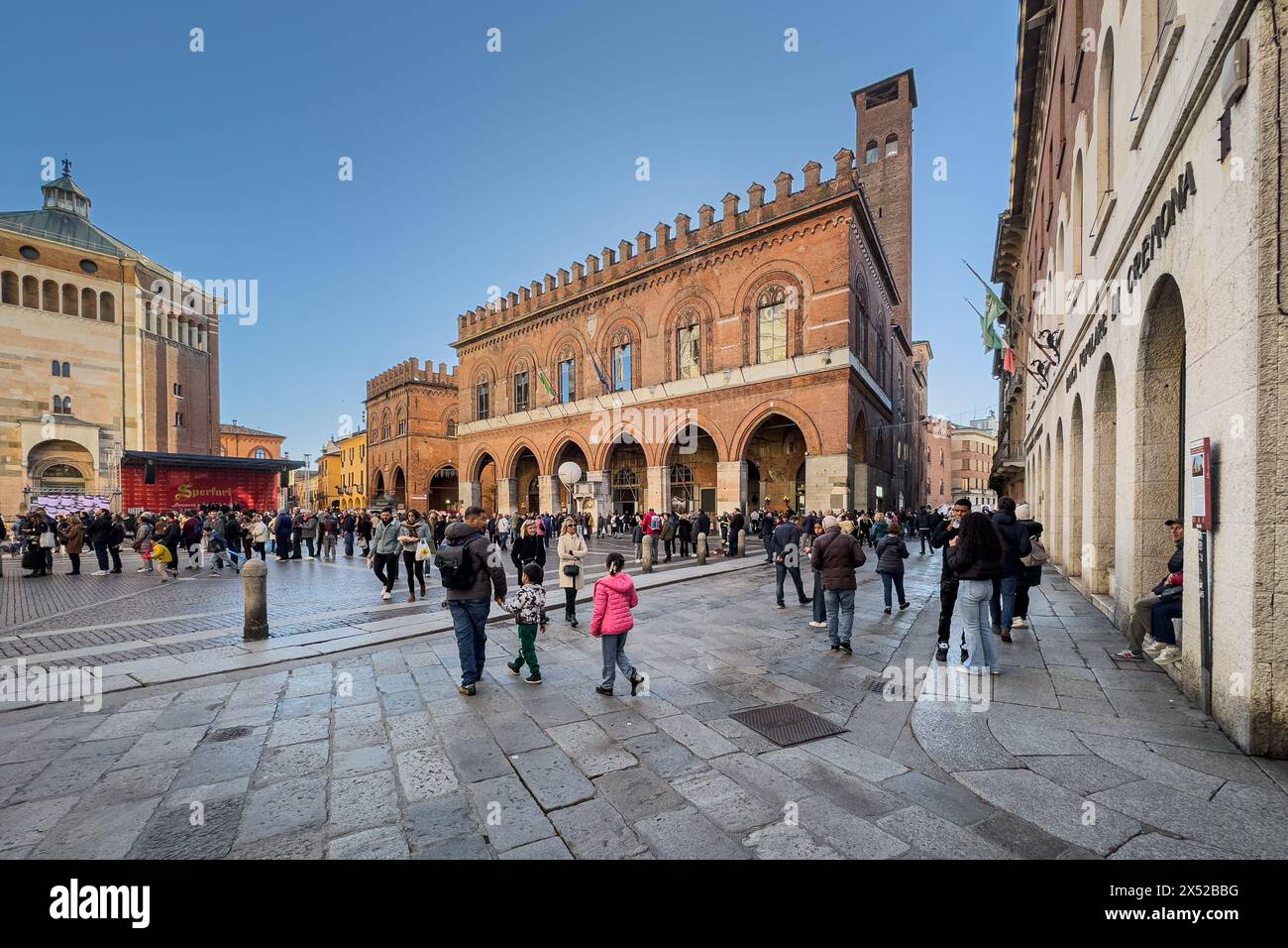 Cremona, Italy, November 15, 2023. View of Piazza del Comune the main ...