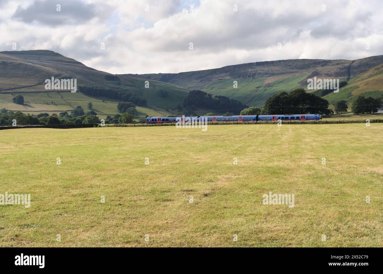 Passenger train at Edale Hope Valley line Derbyshire Peak District ...