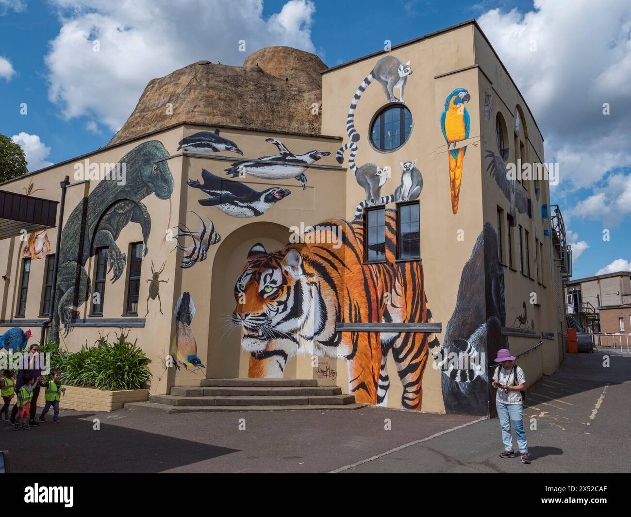 Beautiful wall art featuring many types of animals on the old aquarium ...