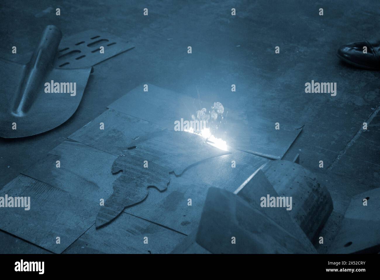 Laser cleaning of metal. Laser removes removing old rust from metal ...