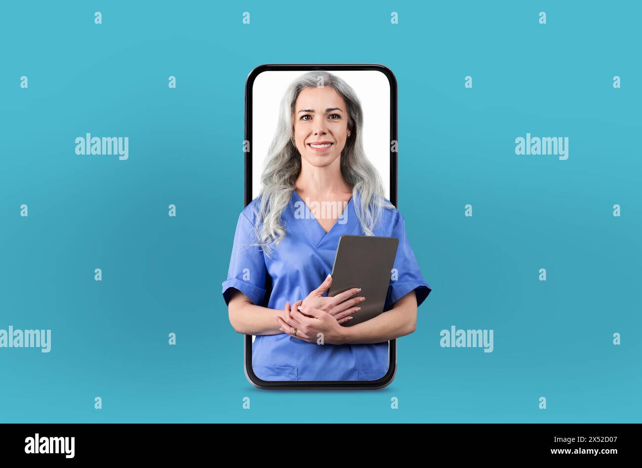 Virtual Healthcare Consultation by Middle Aged Woman Physician Stock Photo - Alamy