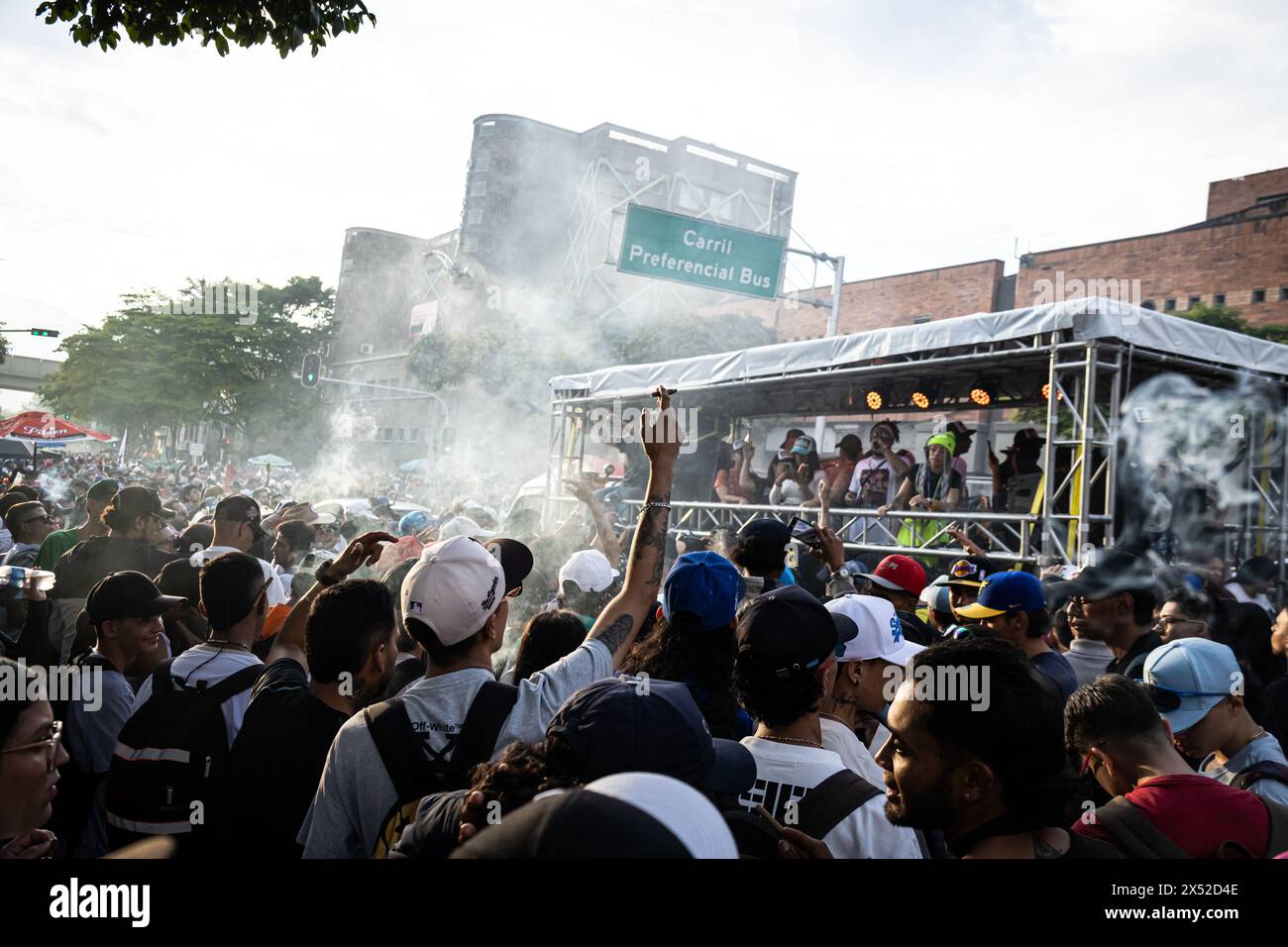 Bogota, Colombia. 04th May, 2024. Demonstrators take part during the ...