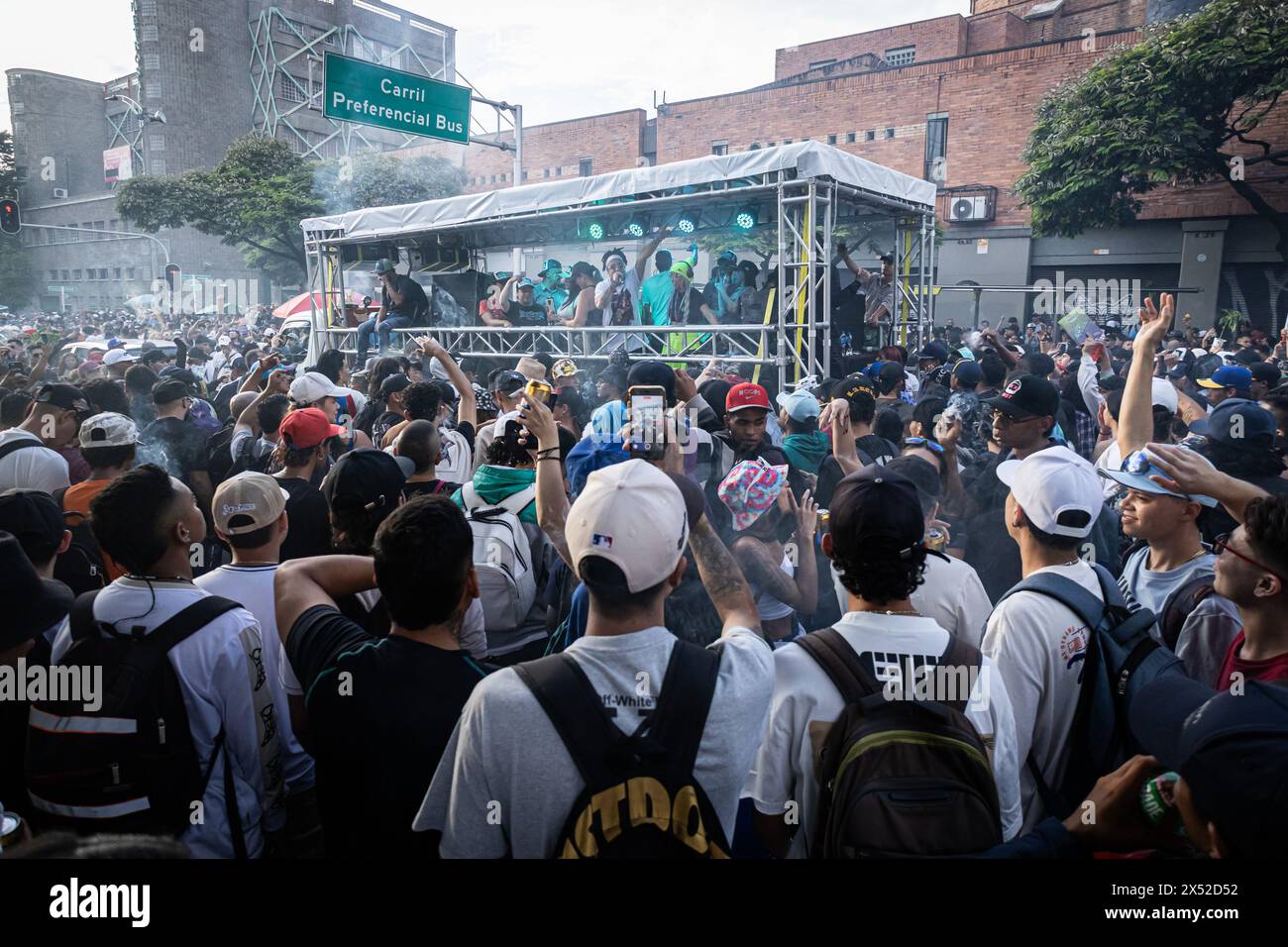 Bogota, Colombia. 04th May, 2024. Demonstrators take part during the ...