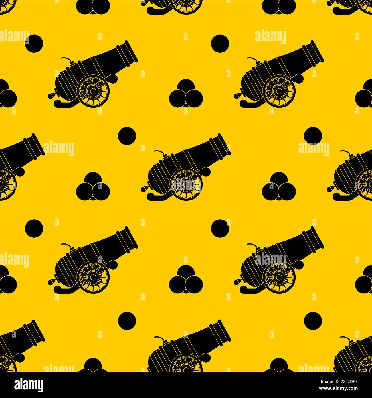 Ancient cannon pattern seamless. Cannon with gun carriage background ...
