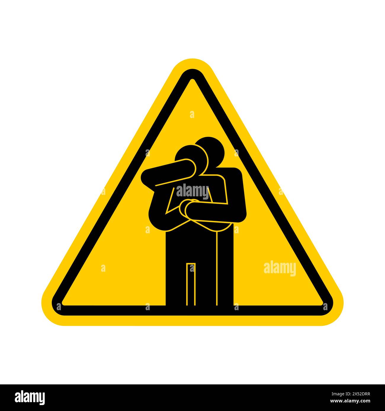 Attention Capturing victim. Caution Violence sign. Triangular road sign ...