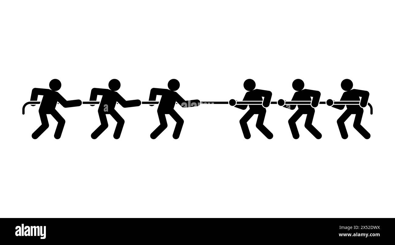 Tug of war sign. People are pulling rope. Concept of confrontation ...