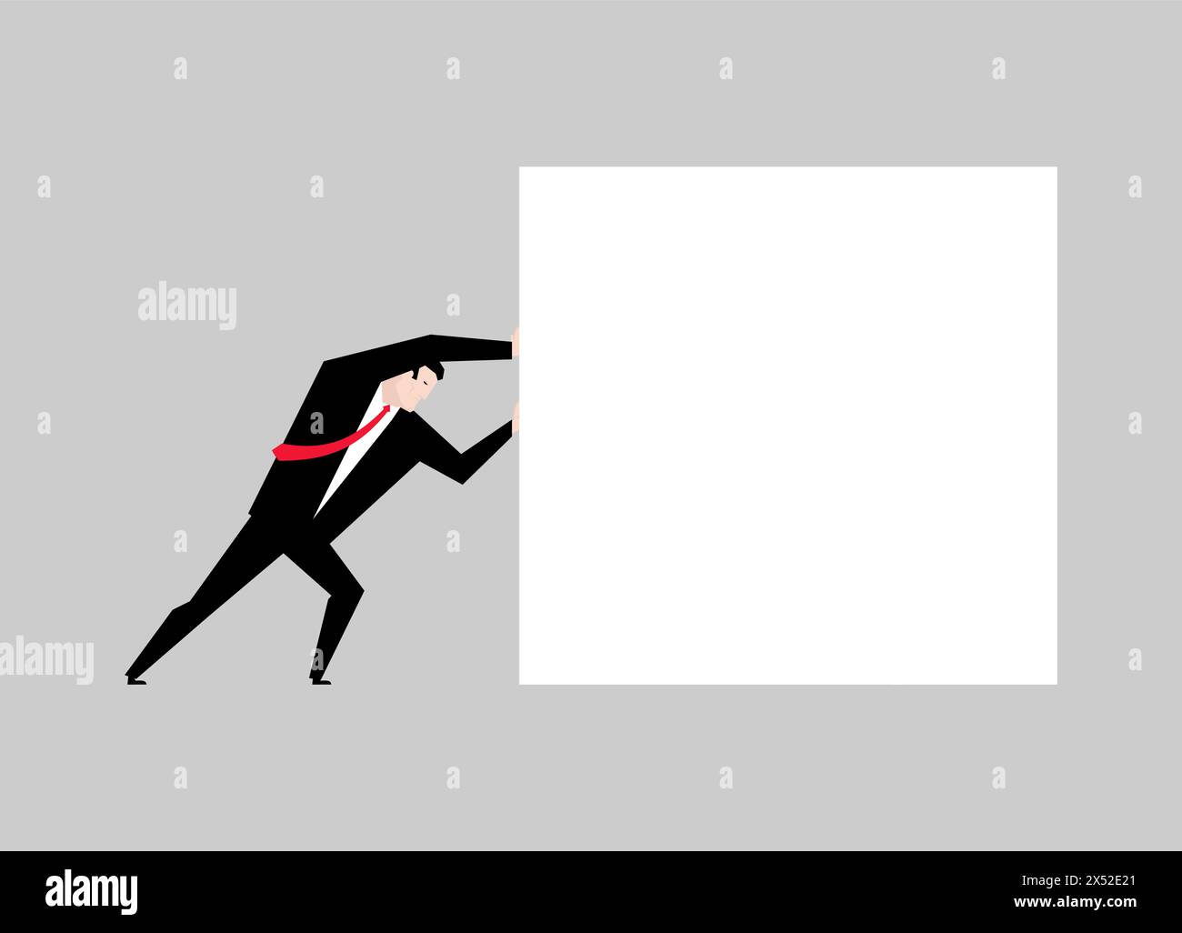 Businessman pulling space for text. Man pulls white sheet Stock Vector ...