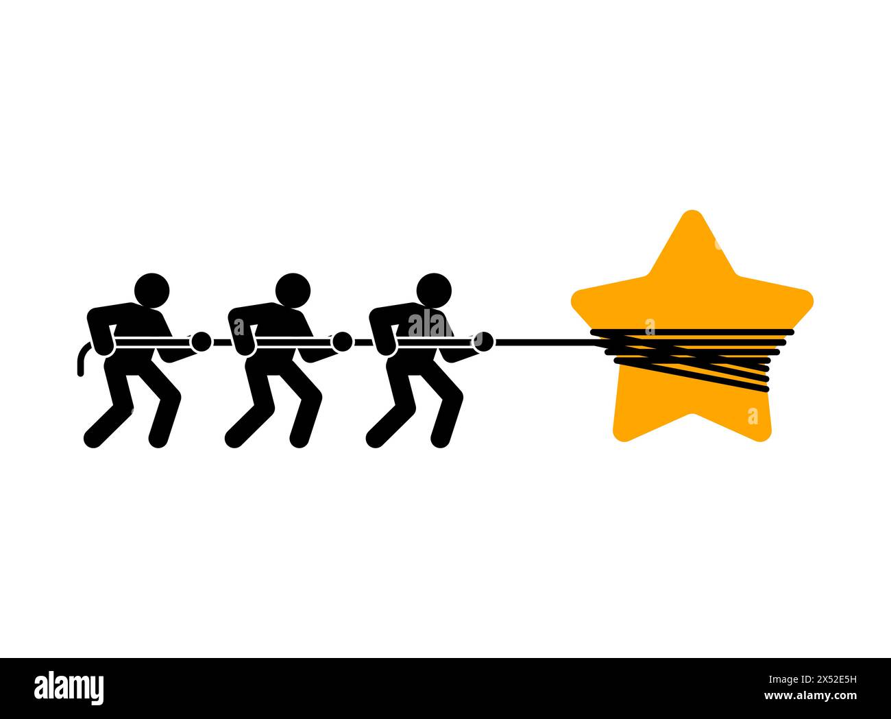 Businessmen pull Star. People share Evaluation. Rank Up Concept Stock ...