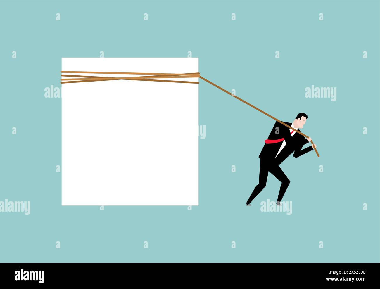 Businessman pulling space for text. Man pulls white sheet Stock Vector ...