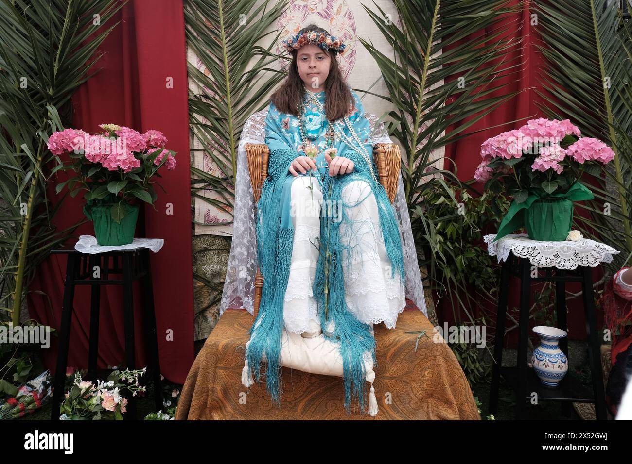 Celebration of "La Maya" refers to girls sitting on an altar adorned ...