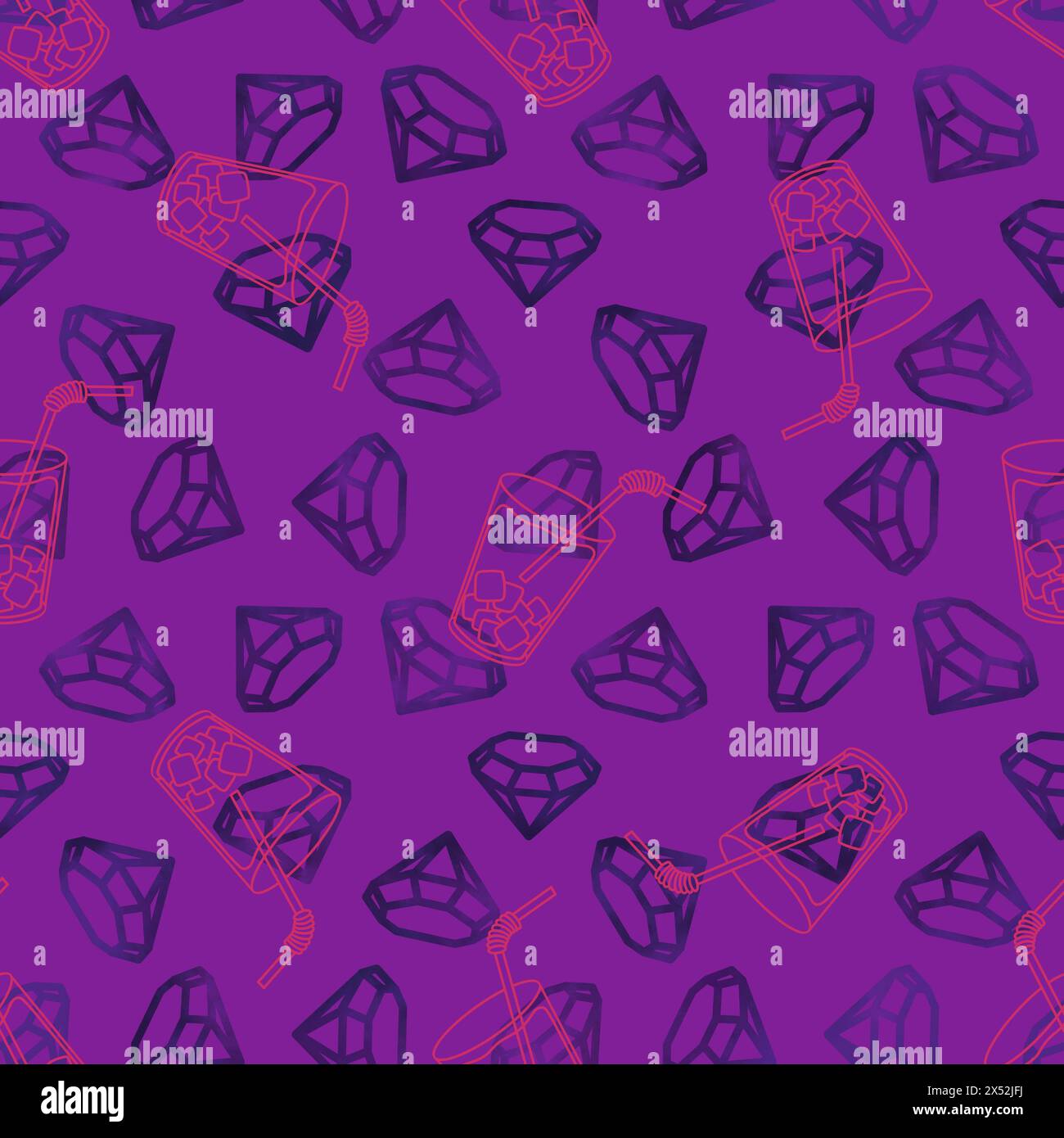 Cartoon diamonds seamless cocktails pattern for wrapping paper and ...
