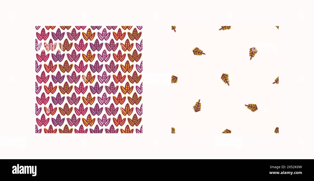 Retro geo botanical vector pattern collection in elegant style. Luxury ...