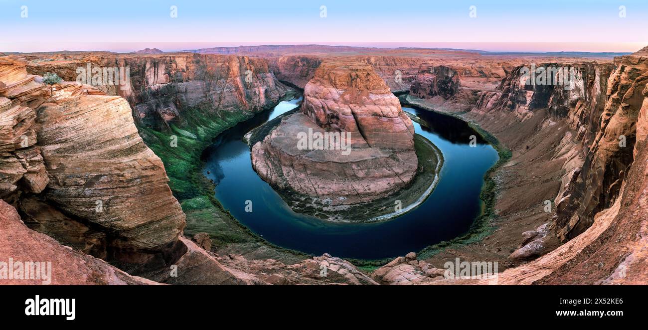 Super panorama of Horseshoe Bend in Page Arizona shows the pink ...