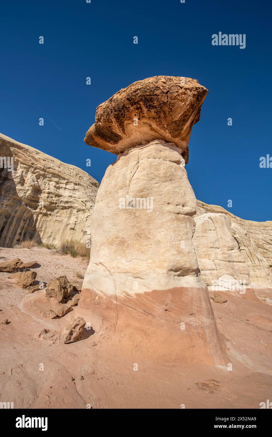 White and red sandstone toadstool hoodoo at Kanab Utah highlighted by ...