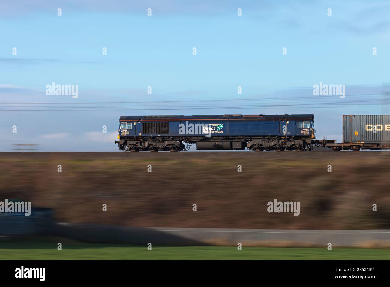 Direct Rail Services class 66 diesel locomotive 66432 hauling a high ...