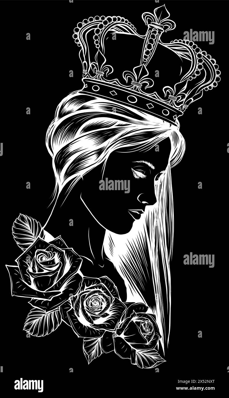 vector illustration of queen with roses Stock Vector Image & Art - Alamy