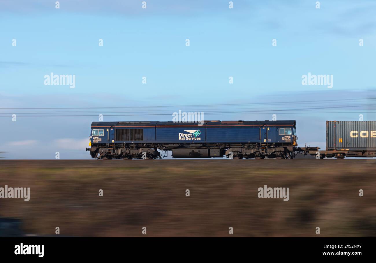Direct Rail Services class 66 diesel locomotive 66432 hauling a high speed intermodal container ...