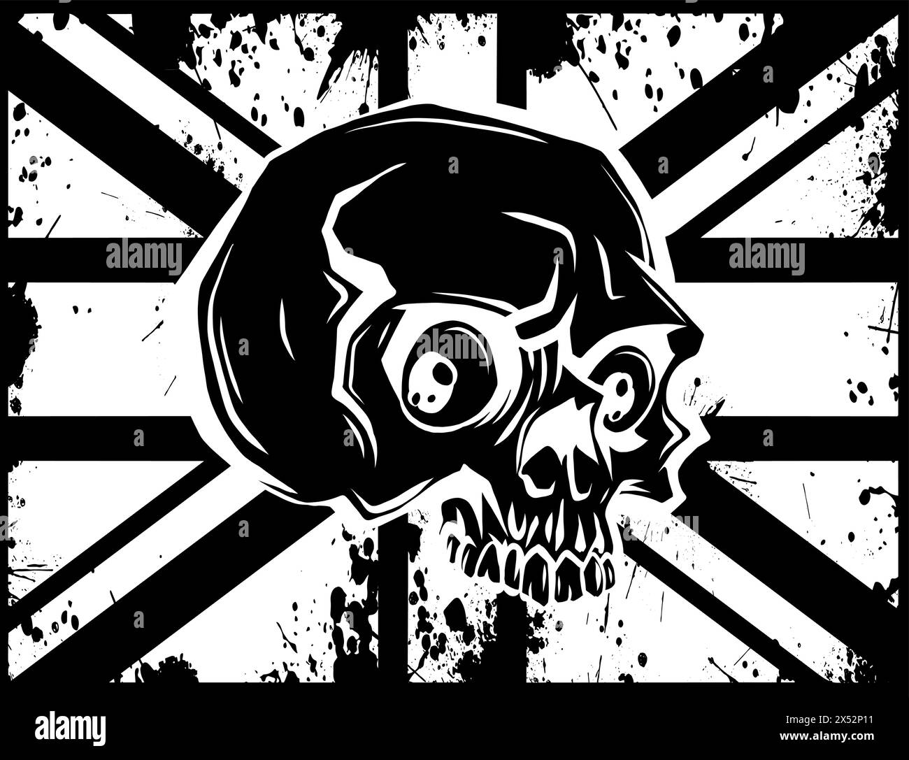 illustration of England flag skull Stock Vector Image & Art - Alamy