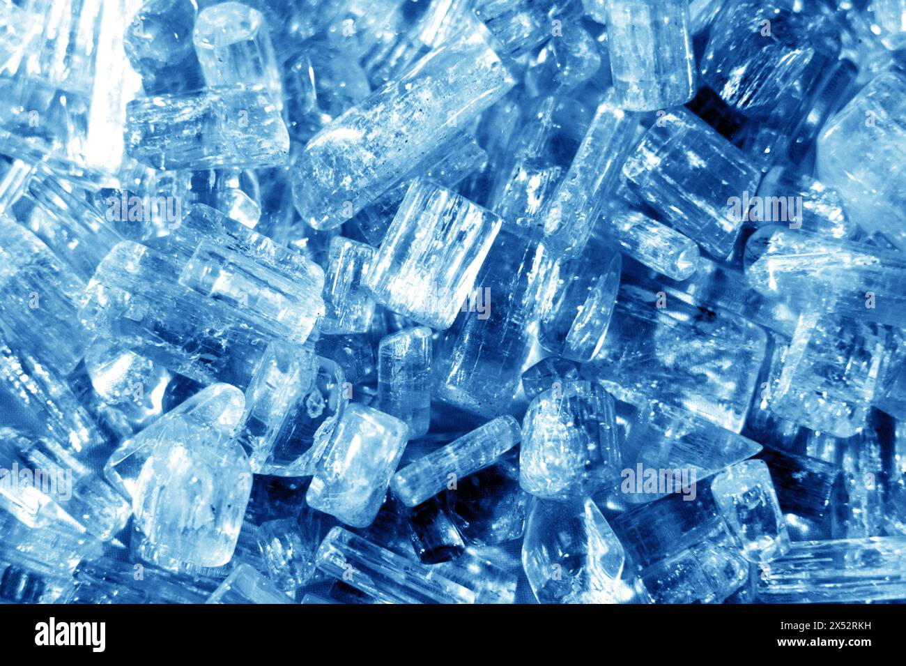 Close-up of crystals of natural mineral aquamarine (blue beryl ...