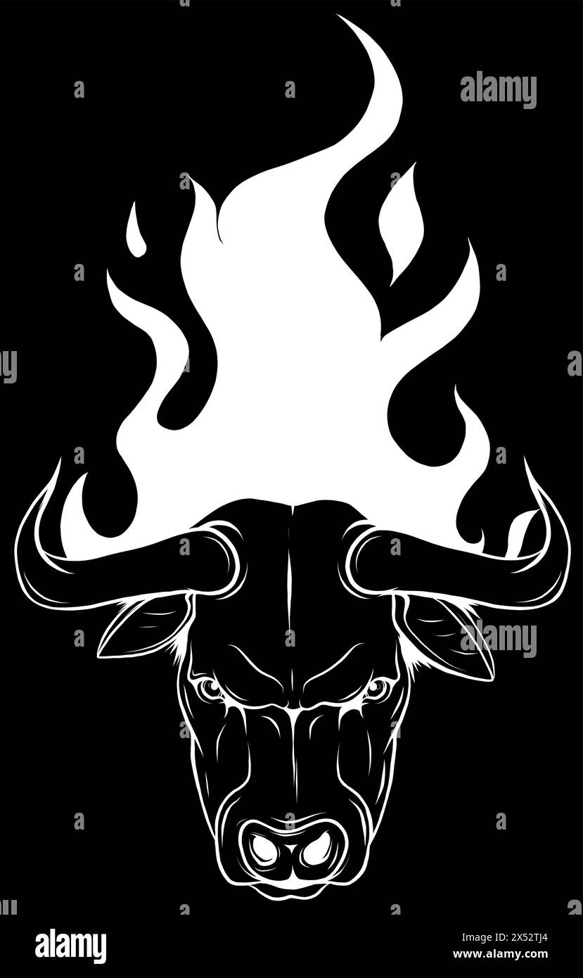 Bull Head Flame-Furious Bull and flame background Stock Vector Image ...