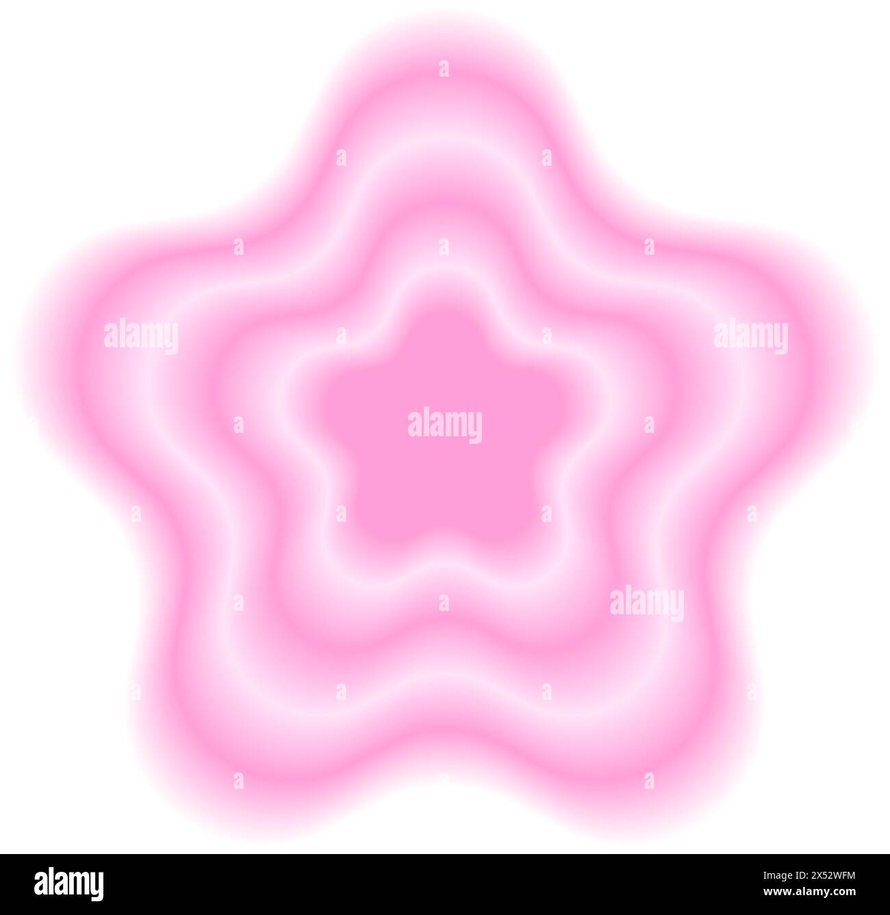 Pink concentric flower shape in gradient blurry style isolated on white ...