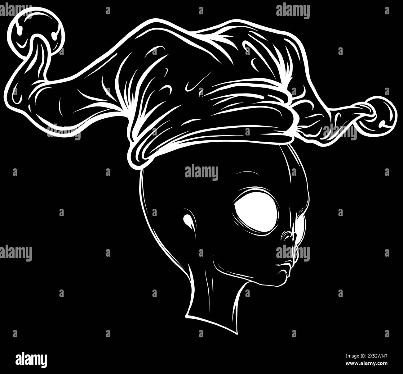 white silhouette of alien clown face vector on black background Stock ...