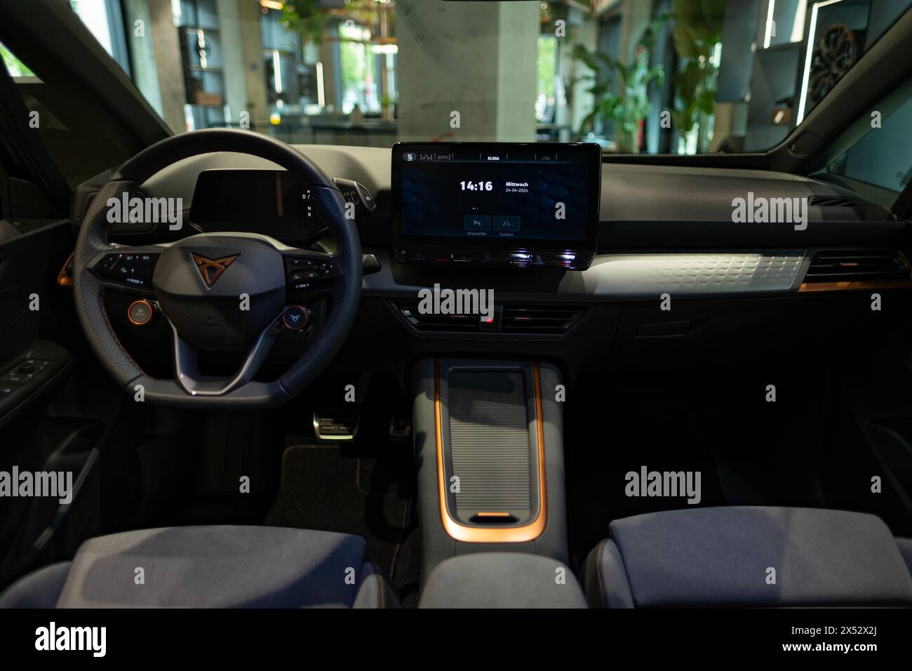 black Interior fully electric CUPRA Born, steering wheel, Driver's ...