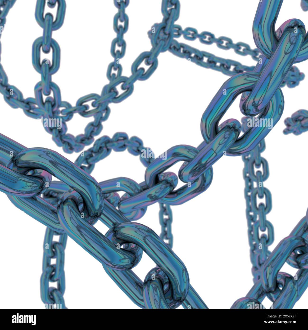 Intersecting 3D Multicolor Chrome Metal Chains Swirling in Air Render ...