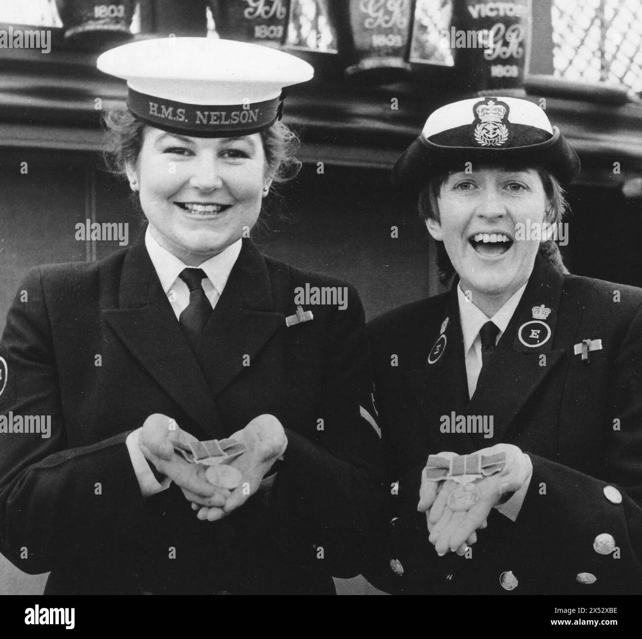 WREN KIM THOMAS AND CHIEF WREN ANN MONCKTON WITH THEIR B.E.M'S AWARDED ...