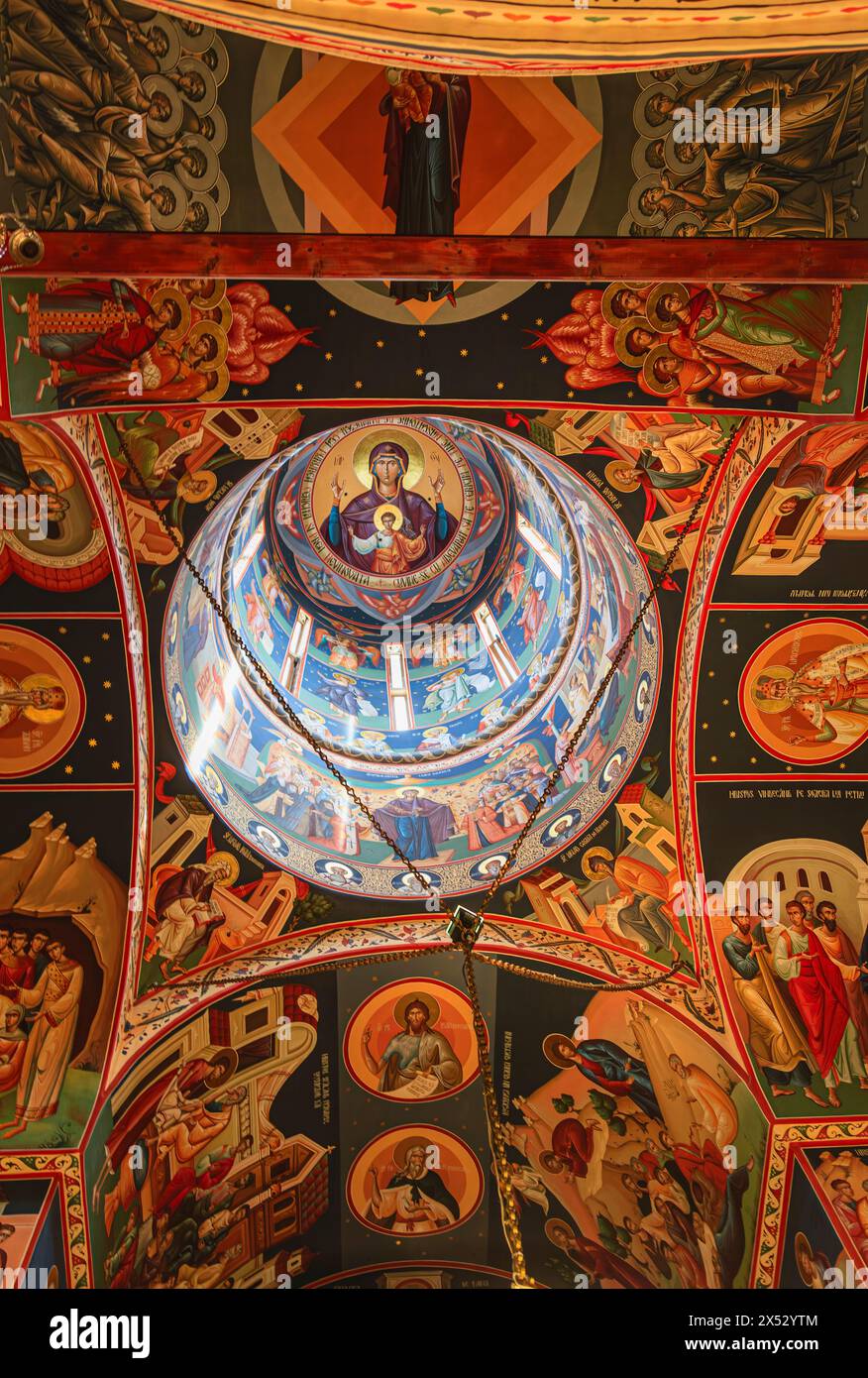 Colourful murals and cupola in the New St. George Church in Lipscani ...