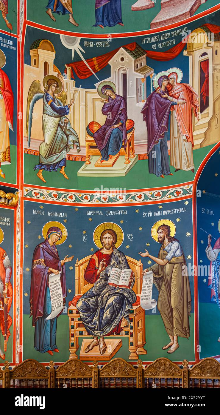 Colourful murals in the New St. George Church in Lipscani, Bucharest ...