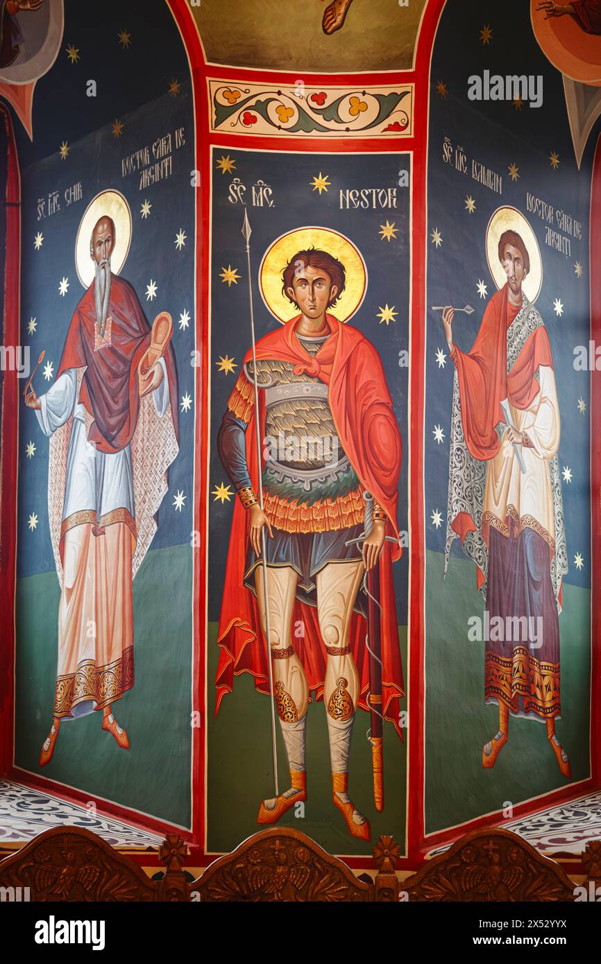 Colourful murals in the New St. George Church in Lipscani, Bucharest ...