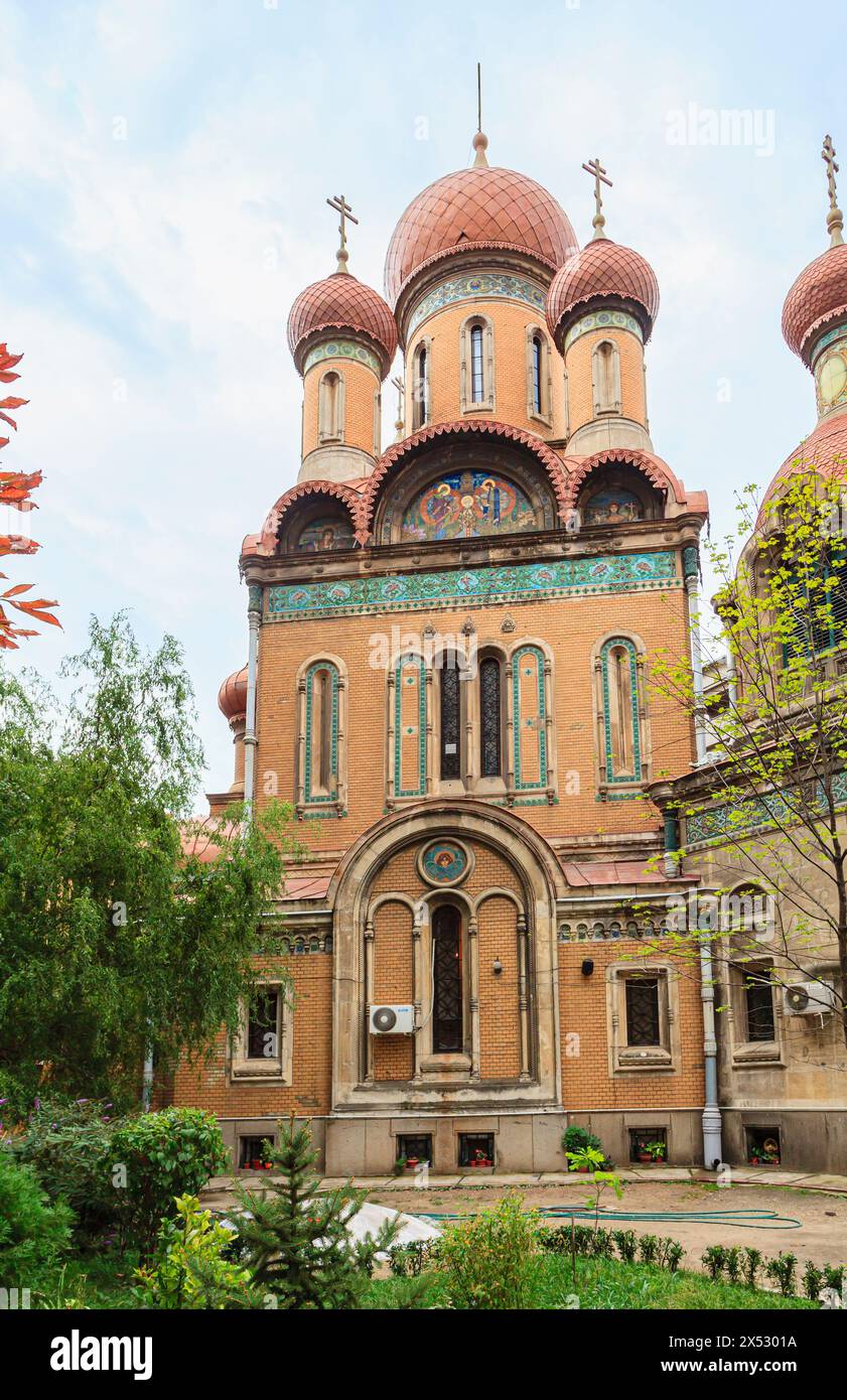 Onion domed St. Nicholas Russian Church in central Bucharest, capital ...