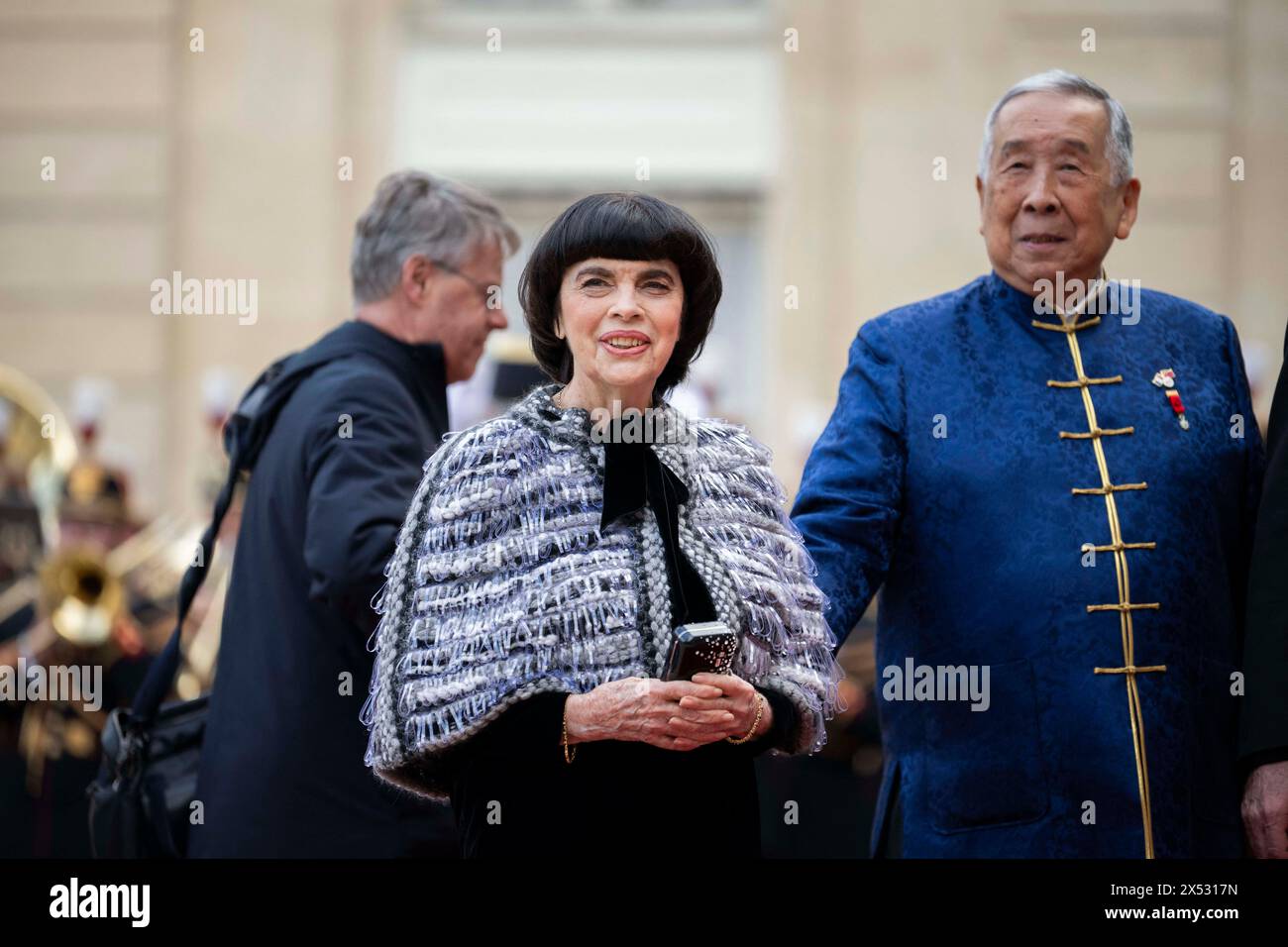 Paris, on May 6, 2024.French singer Mireille Mathieu (L) arrives to ...