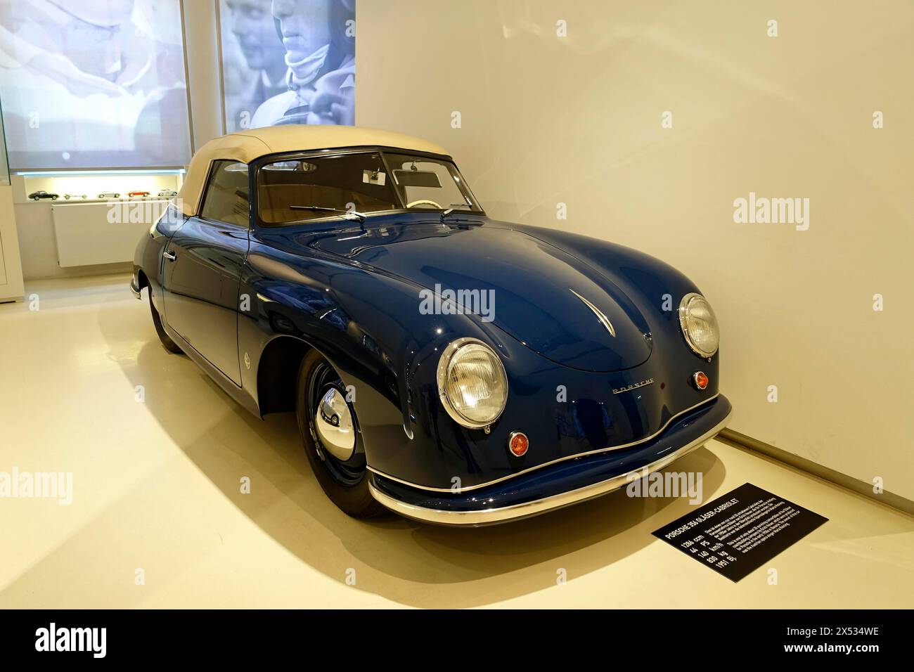 PORSCHE 356 GLASS CABRIOLET, View of a blue-painted coupe of the ...