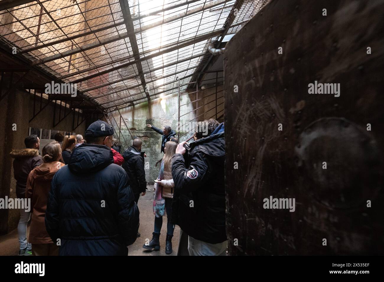 Barred inner courtyard, former headquarters and prison of the Soviet ...