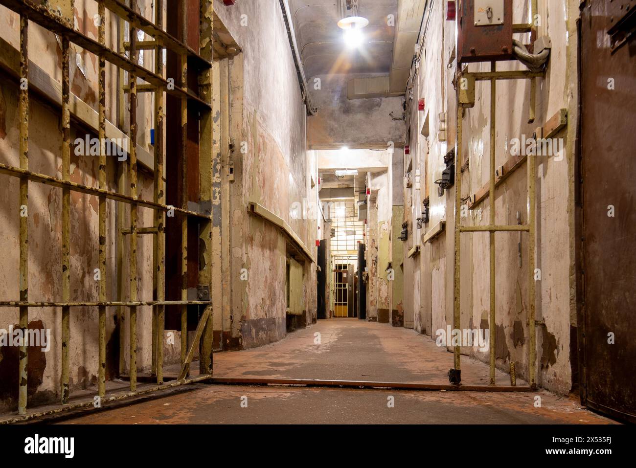 Corridor with prison cells, former headquarters and prison of the ...