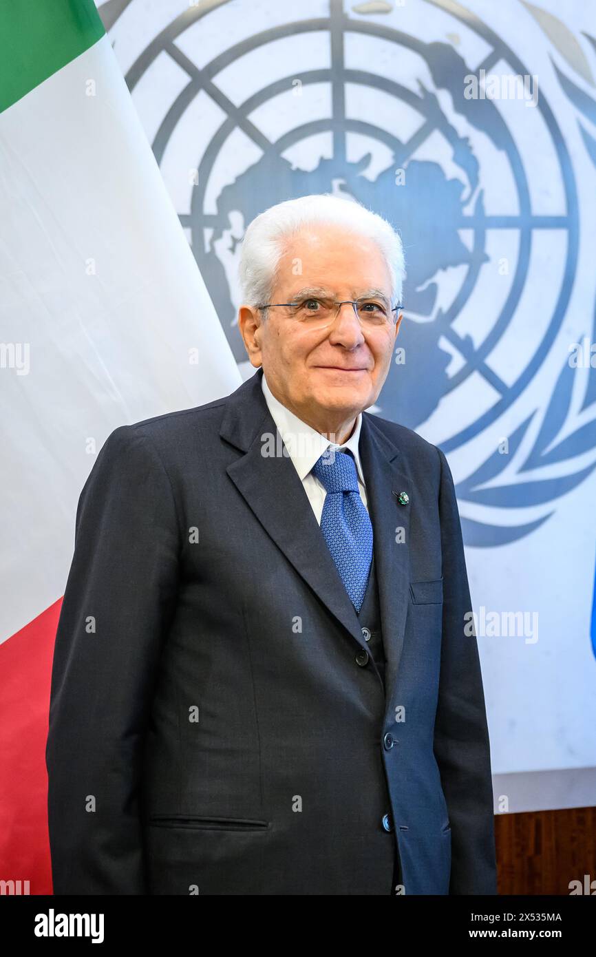 New York, USA. 6th May, 2024. Italian President Sergio Mattarella ...