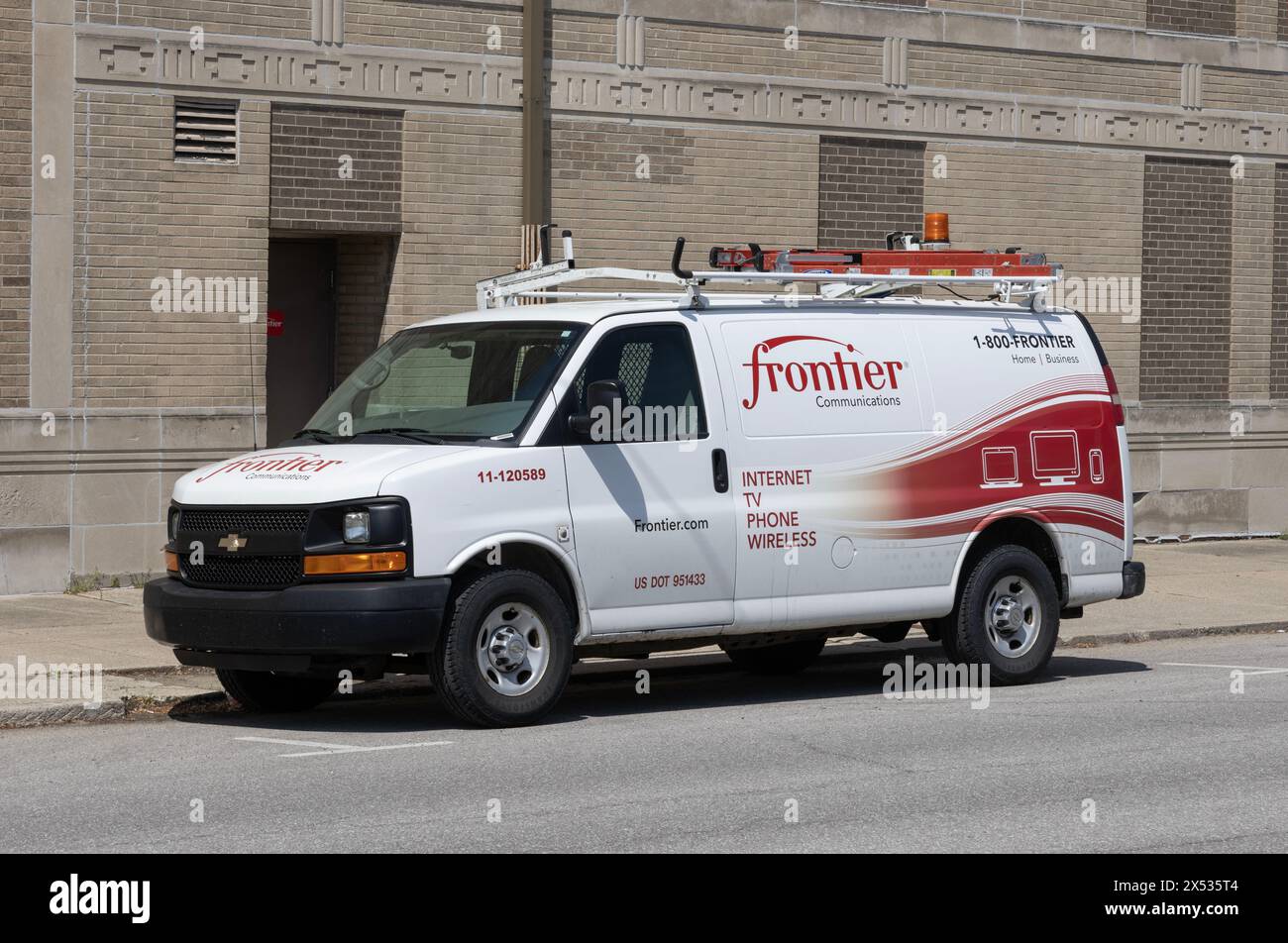Logansport - May 2, 2024: Frontier Communications vehicle at a central ...
